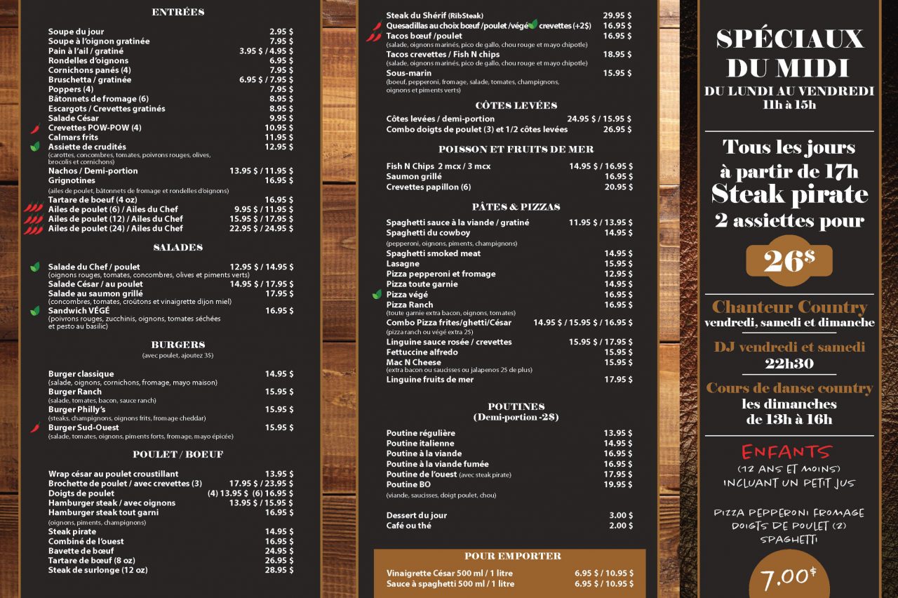 Notre Menu | Restaurant Brasserie de l'Ouest